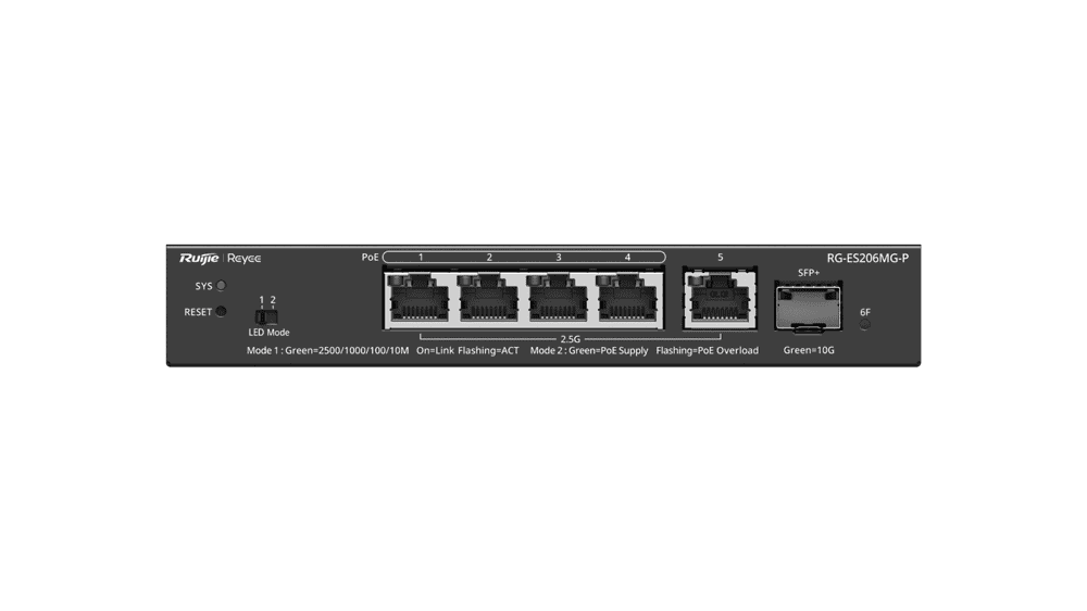 RG-ES206MG-P - Cloud Managed PoE Switch, 4x2.5G PoE+, 1x2.5G and 1xSFP ...