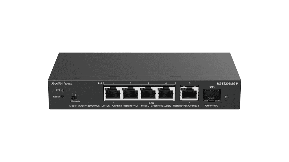 RG-ES206MG-P - Cloud Managed PoE Switch, 4x2.5G PoE+, 1x2.5G and 1xSFP ...