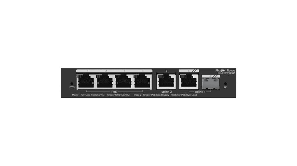 RG-ES206GS-P - Cloud Managed PoE Switch, 4xG PoE+, 2x1G და 1xSFP Ports ...